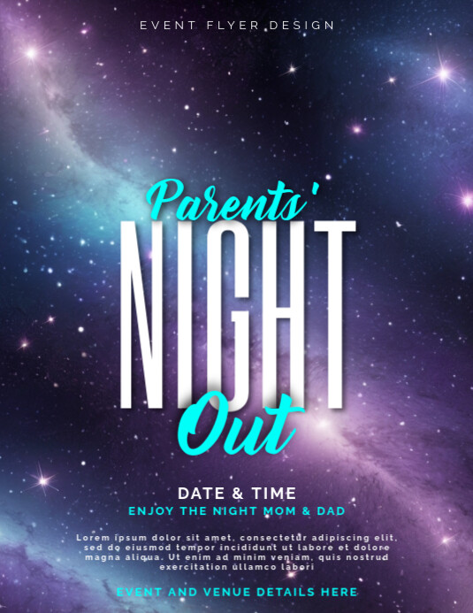 Cosmic Parents Night Out Flyer Template | PosterMyWall