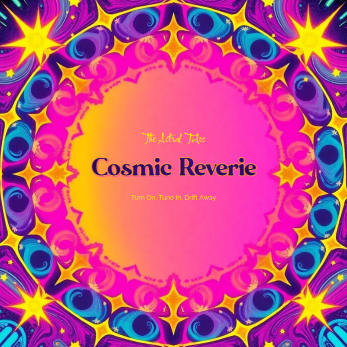 Cosmic Reverie – Psychedelic retro rock album cover editable template ...