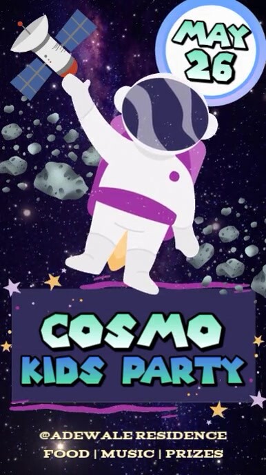 Cosmo Kids Party Invitation Template | PosterMyWall
