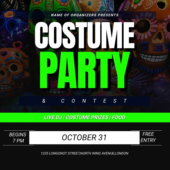 COSTUME PARTY CONTEST PARTY FLYER HALLOWEEN Template | PosterMyWall
