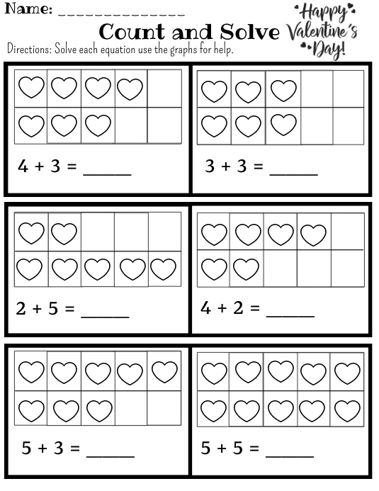 Copy of Count and Solve Valentine's Worksheet | PosterMyWall