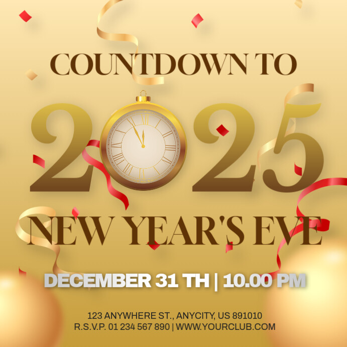 Countdown 2025 New Year Eve Template | PosterMyWall