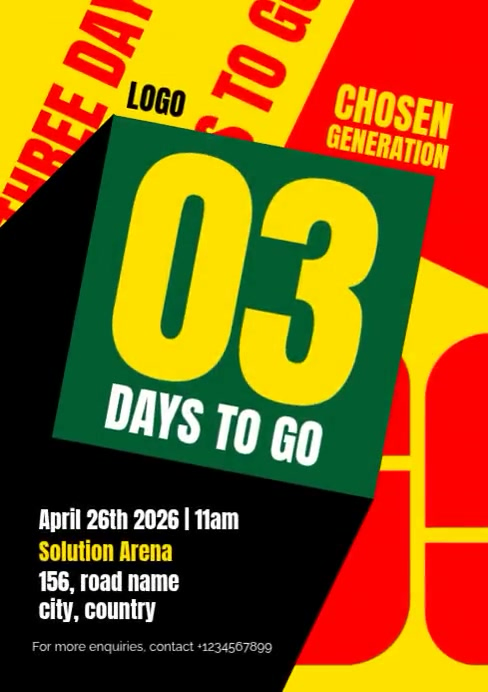 COUNTDOWN 3 DAYS TO GO Template | PosterMyWall