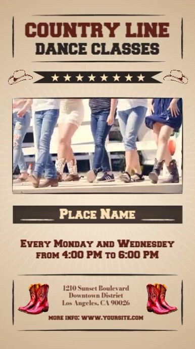 Country Line Dance Classes Video Ad Template- Instagram Reel-Vorlage | PosterMyWall