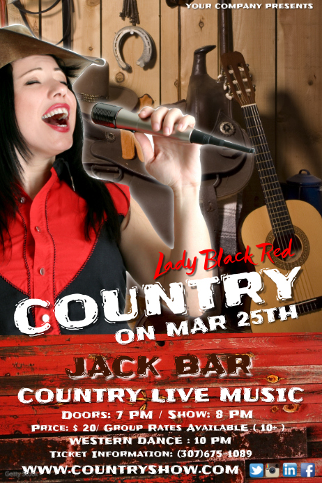 Country Live Music Event Poster Template | PosterMyWall