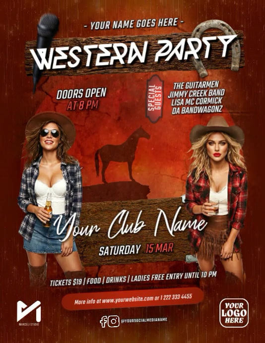 Country Night Club Event Video Flyer Template for Western Themed ...