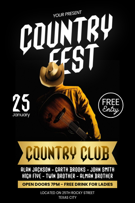 Country Music Festival Posters Template | PosterMyWall