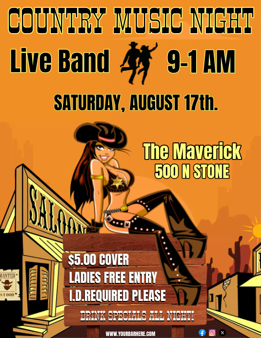 Plantilla de Country Music Night Flyer Ad | PosterMyWall