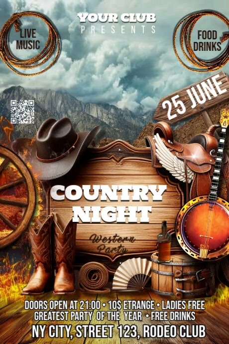 Country Night Banner 4' × 6' Template | PosterMyWall
