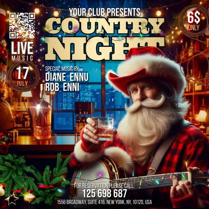 Country Night Square (1:1) Template | PosterMyWall