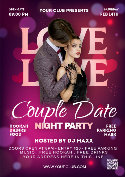 Couple Date Night Party Poster Flyer Template | PosterMyWall