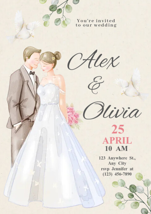Couple In Love Wedding Invitation Template | PosterMyWall