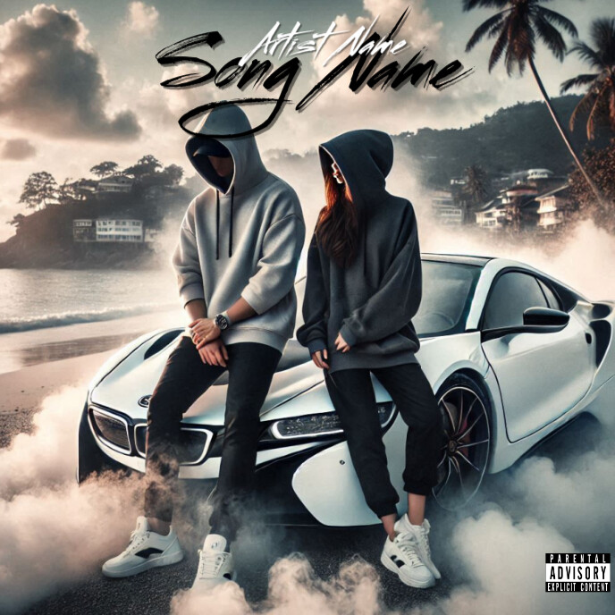 Couple love car on beach mixtape cover Template | PosterMyWall