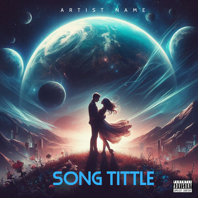 Couple Love Earth Space Digital Art Cover Alb Template | PosterMyWall
