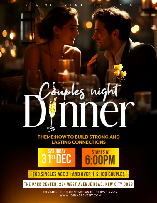 Couples dinner bridal grooms night invitation flyer template | PosterMyWall