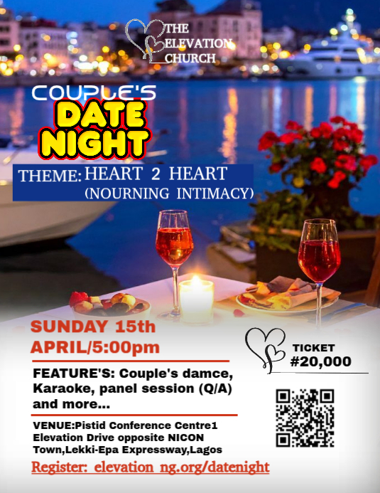 Couples Dinner Night Romantic Dinner Flyer Date Night Event Valentine ...