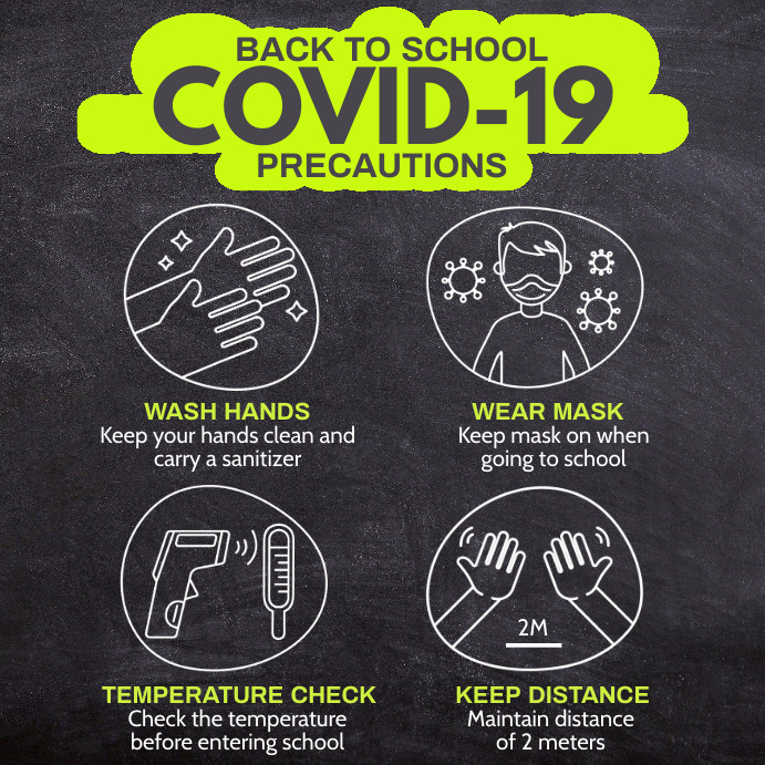 covid-19, school covid-19 precautions Template | PosterMyWall