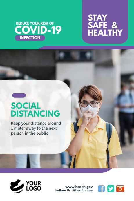 Covid-19 Awareness Social Distancing Poster Template | PosterMyWall