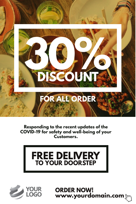 Covid-19 Food delivery Take Away Poster Template | PosterMyWall