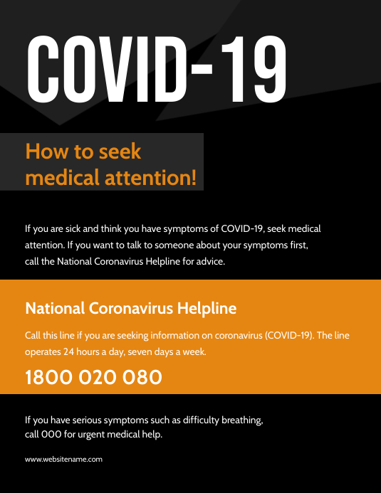 COVID-19 HELPLINE FLYER Template | PosterMyWall