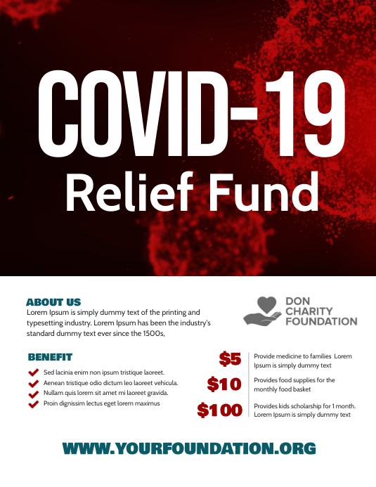Covid-19 Relief Fund Donation Template | PosterMyWall
