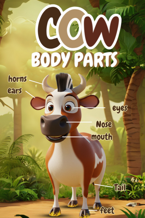 Cow Body Parts Learning Poster-Vorlage | PosterMyWall