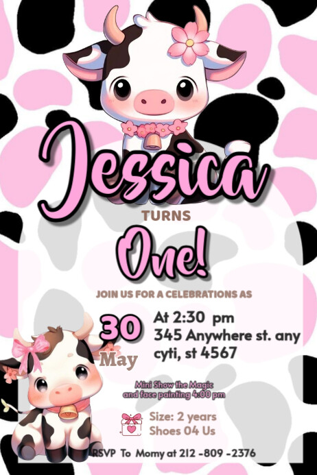 Plantilla de Cow invitation Muuu , cow invitation Brithday party temple ...