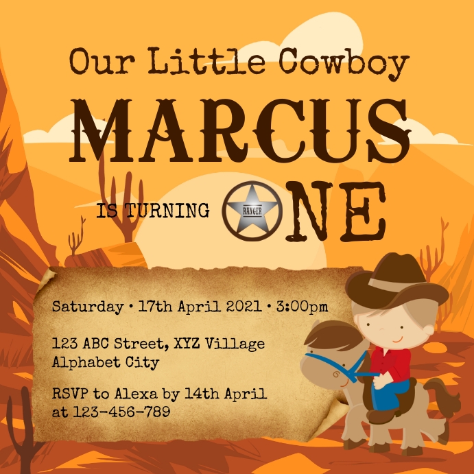 Cowboy Invitation Template | PosterMyWall