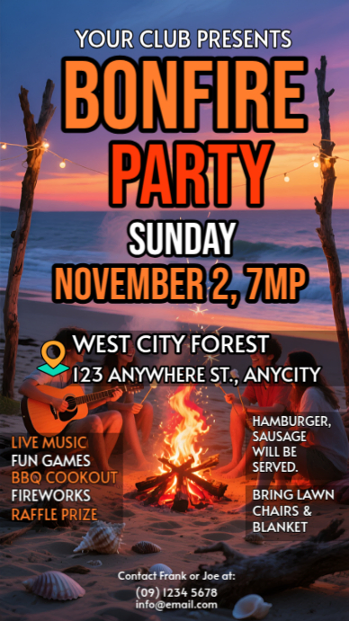 Cozy Bonfire Party Instagram Story Template Design for Warm Night Vibes ...