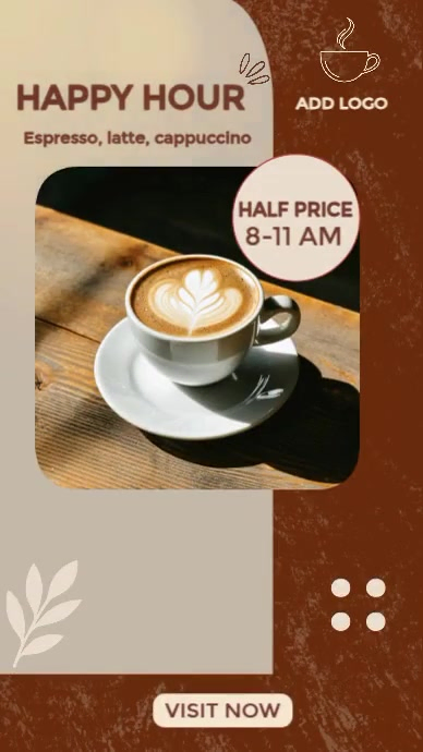 Cozy Coffee Shop Happy Hour Promotion Template | PosterMyWall