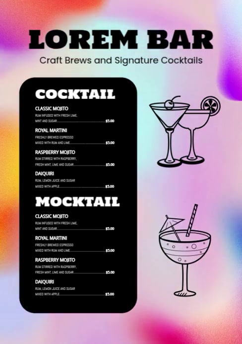 Craft Brews And Cocktails Menu Template | PosterMyWall