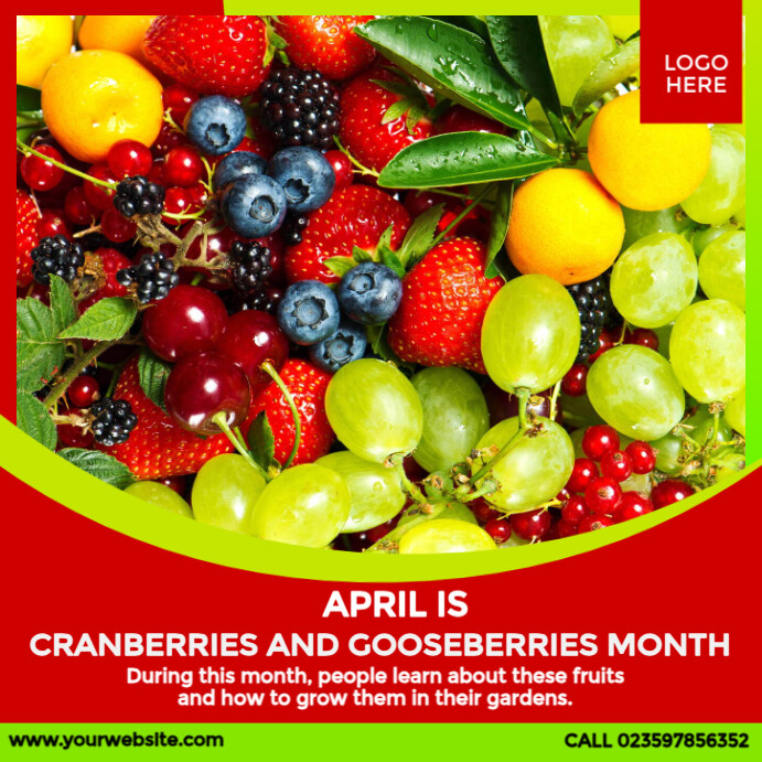 Cranberries and Gooseberries Month Template | PosterMyWall
