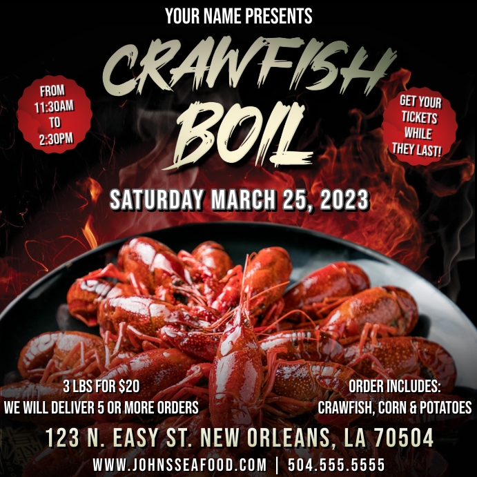 Copy of CRAWFISH BOIL SEAFOOD FLYER TEMPLATE | PosterMyWall