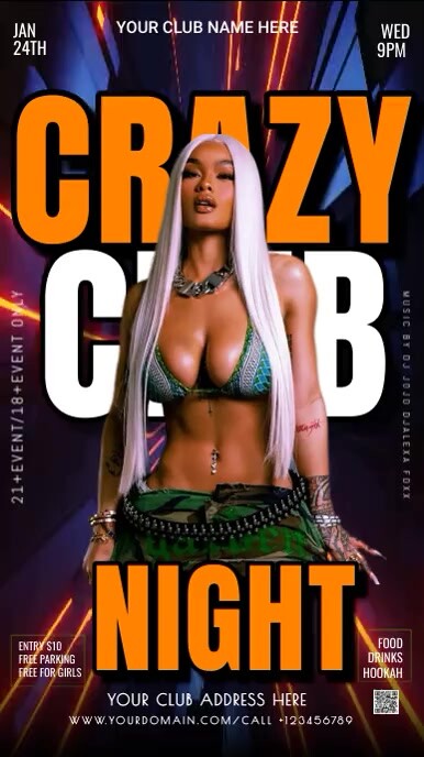 CRAZY CLUB NIGHT Template | PosterMyWall