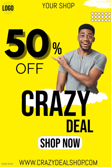 CRAZY DEALS SHOPING AD TEMPLATE | PosterMyWall