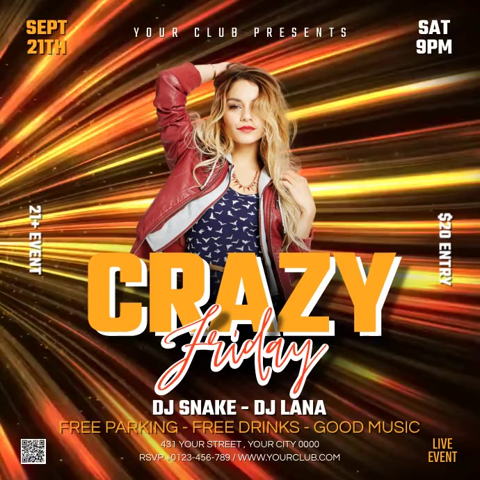 Plantilla de Viernes Loco | PosterMyWall