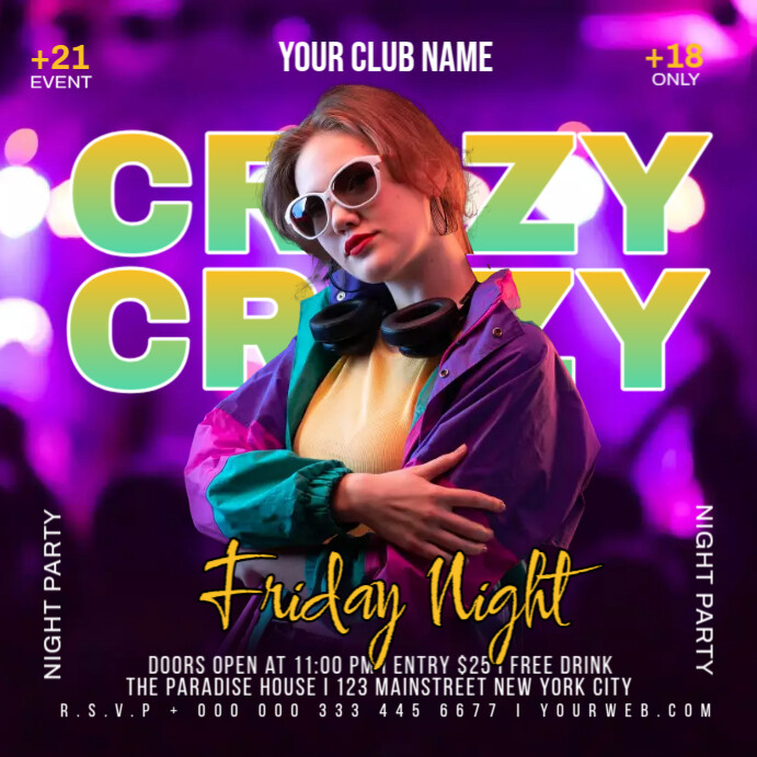 Crazy Friday Night Ads Template | PosterMyWall