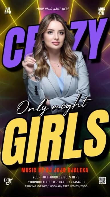 Plantilla de CRAZY GIRLS ONLY NIGHT | PosterMyWall