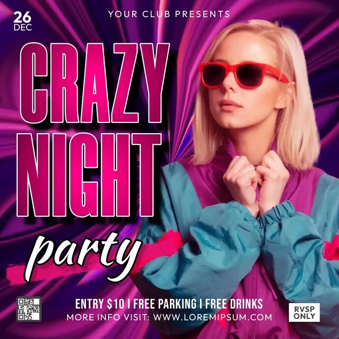 Crazy Night Club Party Template | PosterMyWall