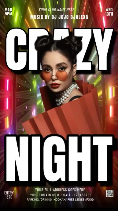 CRAZY NIGHT Template | PosterMyWall