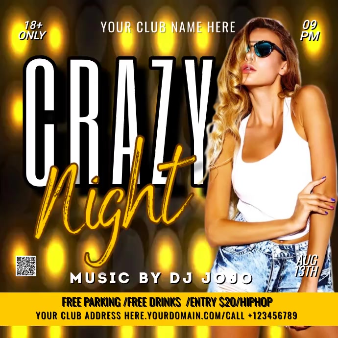 CRAZY NIGHT Template | PosterMyWall