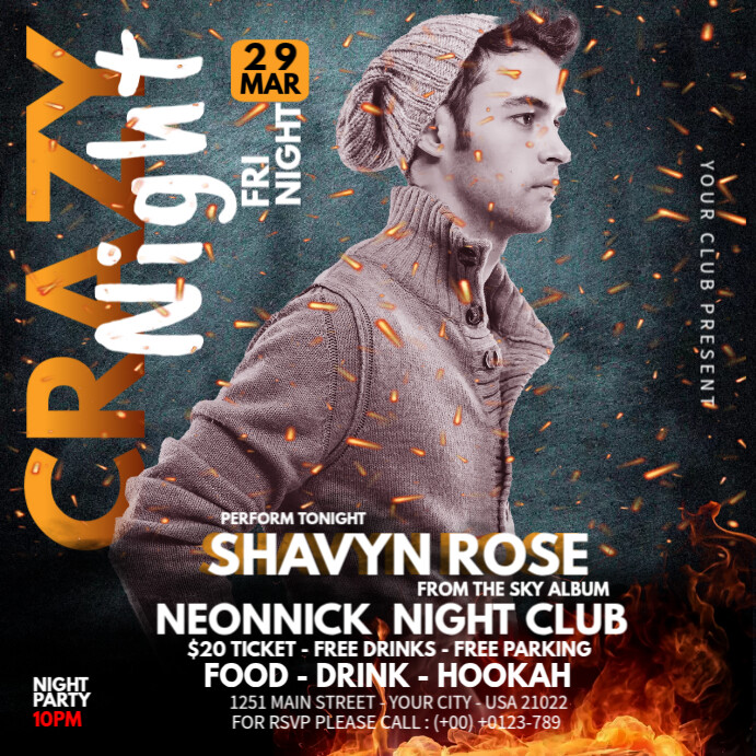 Crazy Night Event ads Template | PosterMyWall