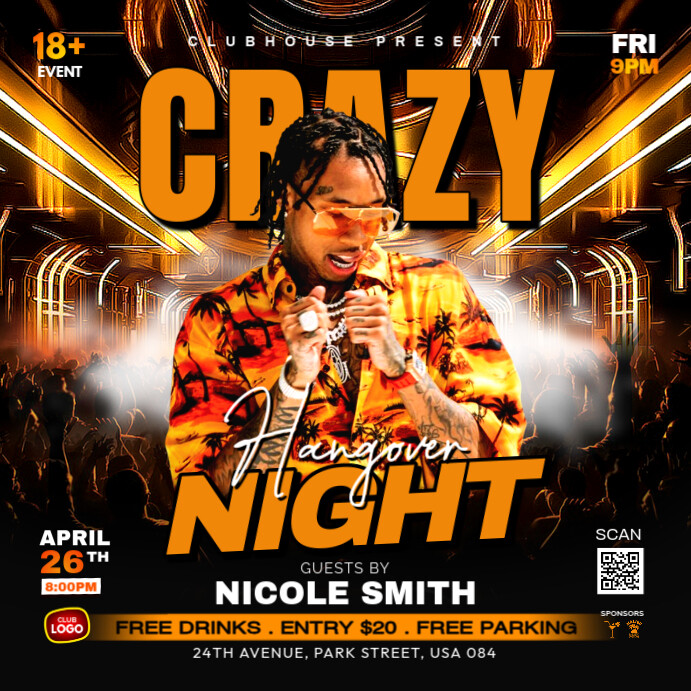 Crazy Night Party Flyer Template | PosterMyWall