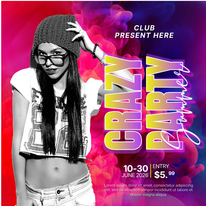 Crazy Party Ads Template | PosterMyWall