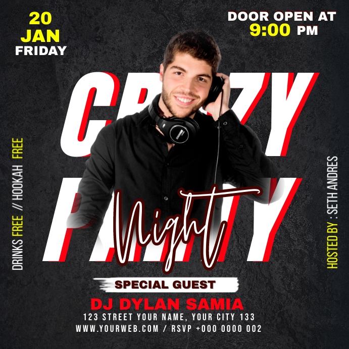 Crazy Party Night Template | PosterMyWall