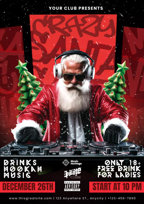Crazy Santa Night Party Template | PosterMyWall