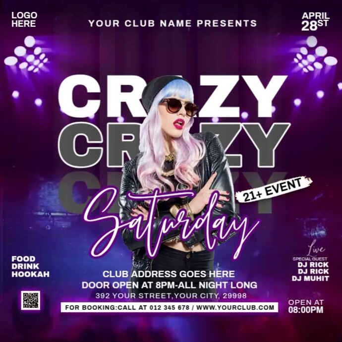 Plantilla de Crazy Saturday | PosterMyWall