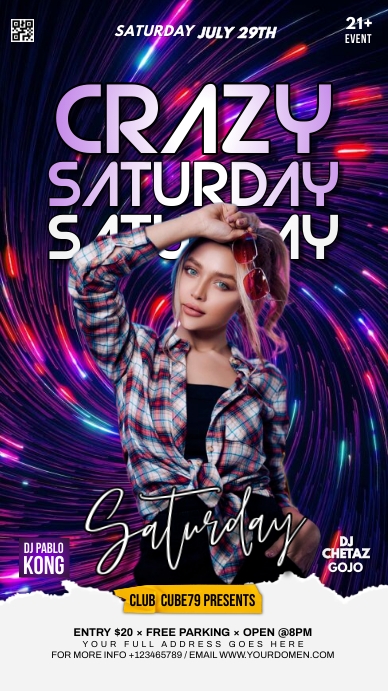 CRAZY SATURDAY Template | PosterMyWall