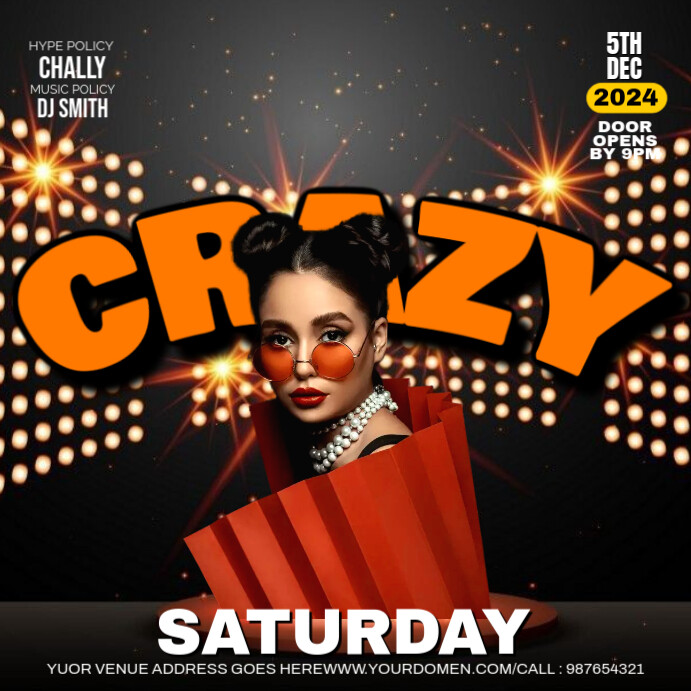 Crazy Saturday Template | PosterMyWall