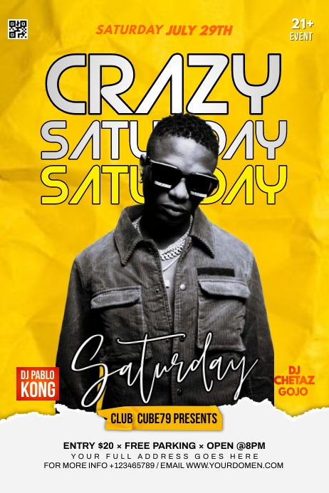 CRAZY SATURDAY Template | PosterMyWall